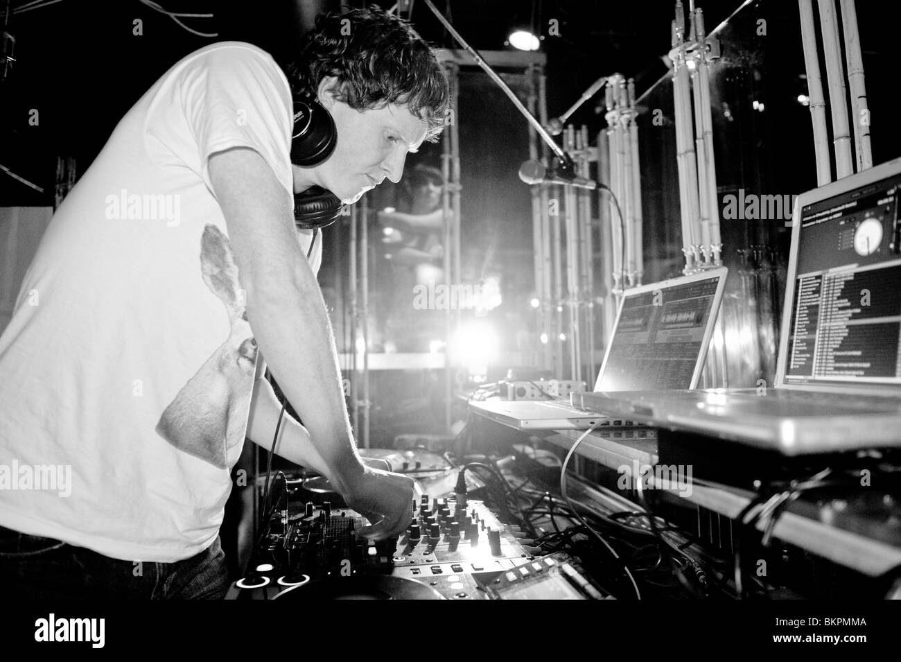 This is an image of a DJ spinning at a night club Stock Photo - Alamy