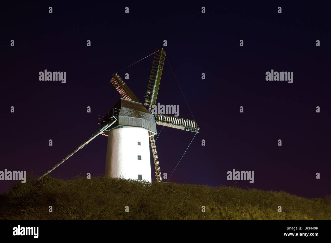 The old restored flour windmill at night - Skerries Mills, north county ...