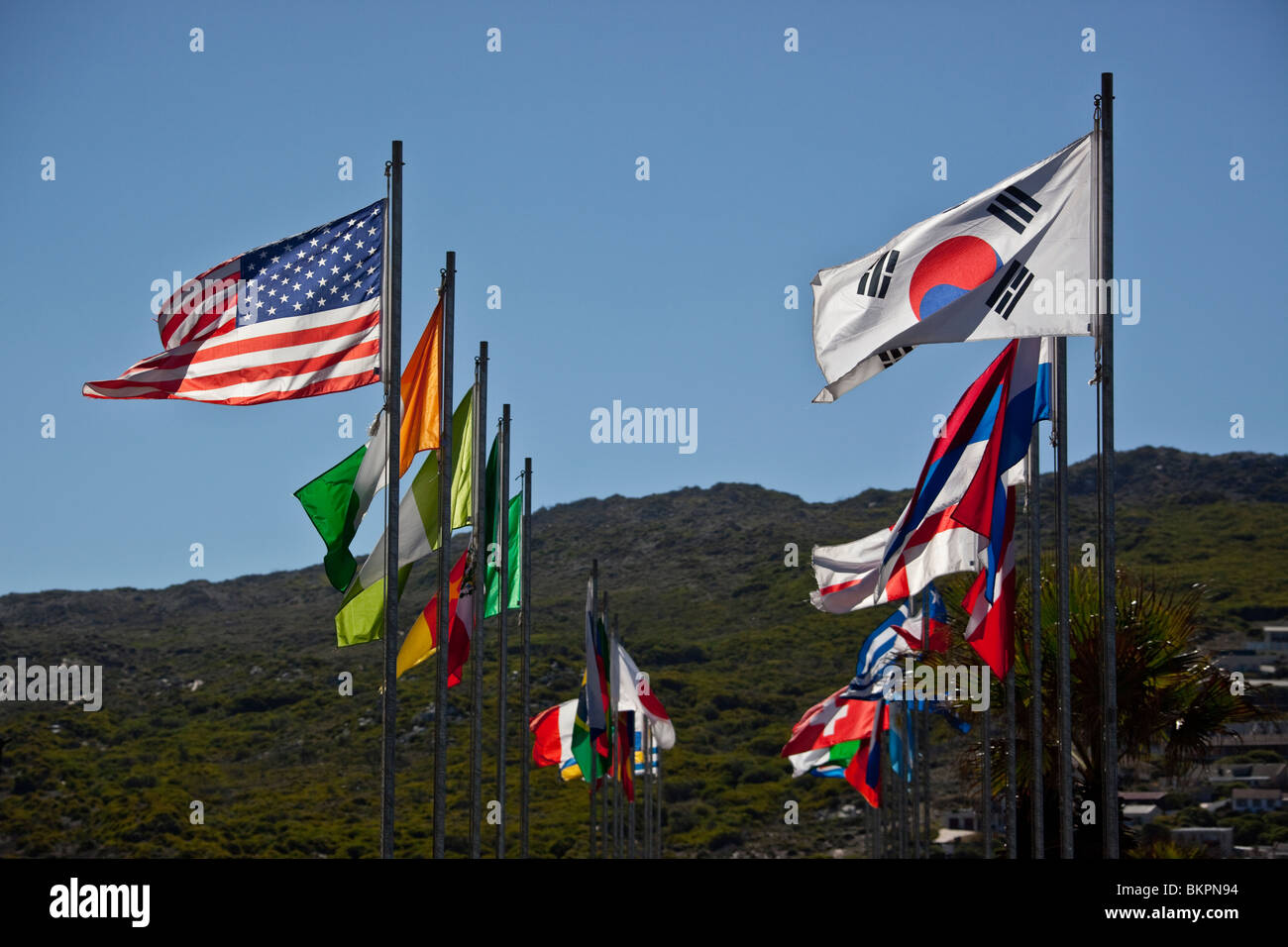 Nation Flags, Football World Cup, Capetown, South Africa Stock Photo ...