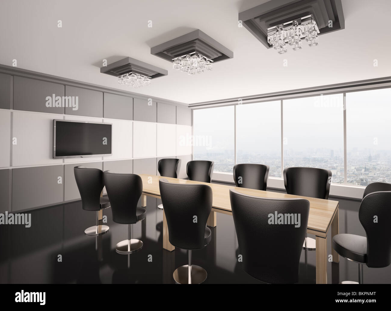 Modern boardroom with lcd interior 3d render Stock Photo - Alamy