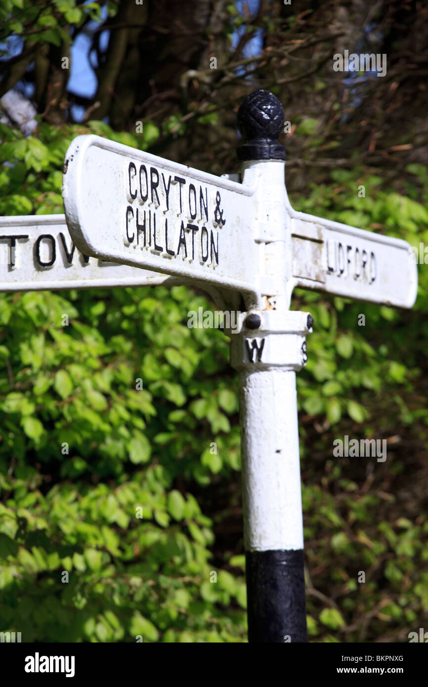 An old style road sign in Devon England Stock Photo - Alamy