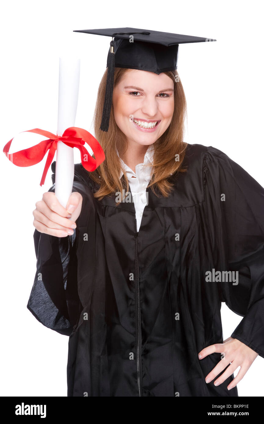 Full isolated studio picture from a young graduation woman Stock Photo ...
