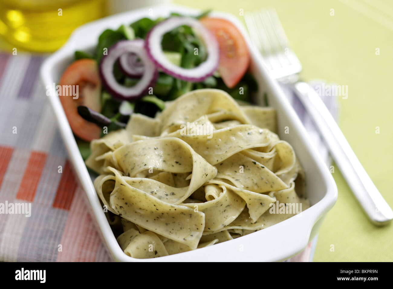 Basil Pappardelle Pasta Stock Photo - Alamy