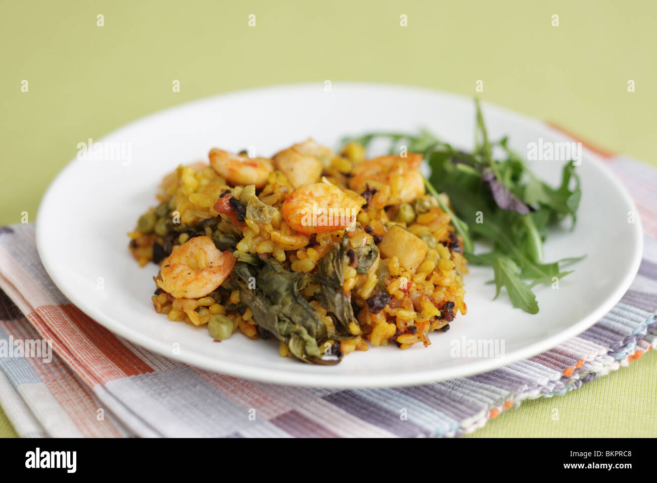 King Prawn and Scallop Paella Stock Photo - Alamy