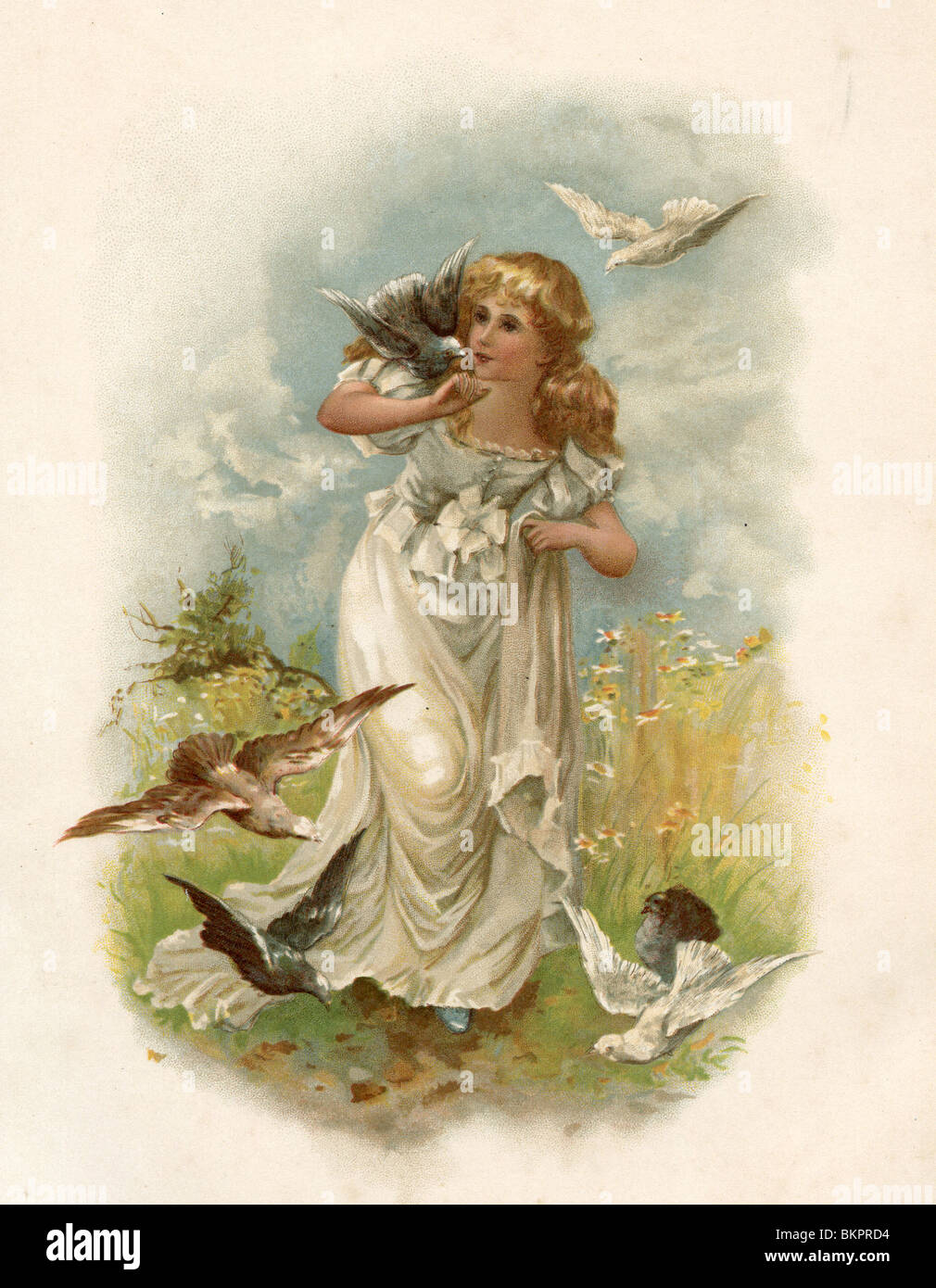 Girl and doves hi-res stock photography and images - Alamy