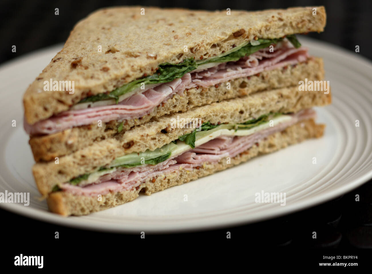 Ham and Cheese Sandwich on Malted Bread Stock Photo - Alamy