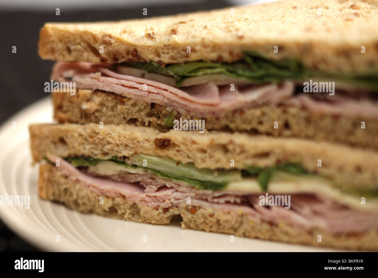 Ham and Cheese Sandwich on Malted Bread Stock Photo - Alamy