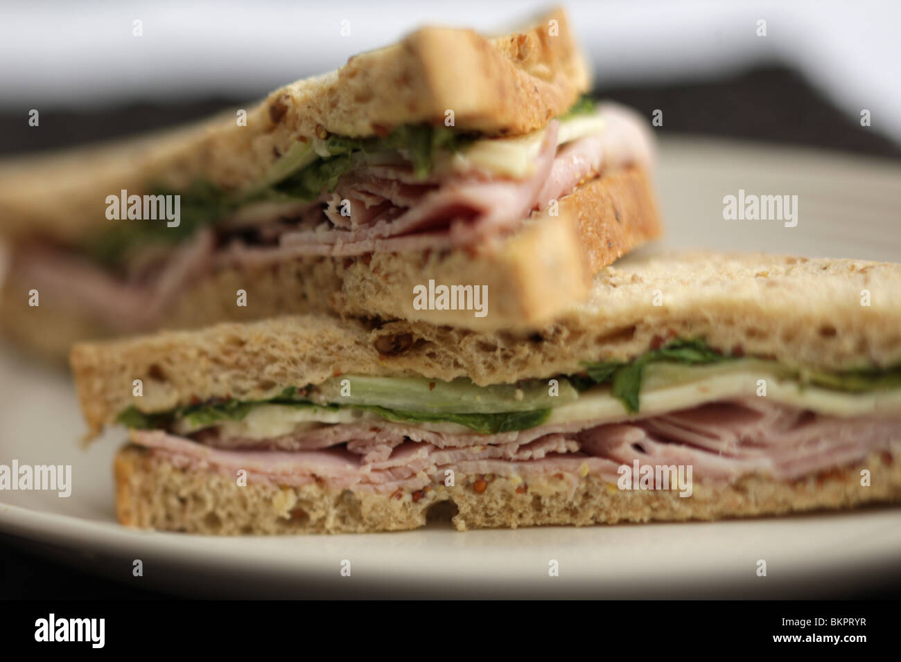 Ham and Cheese Sandwich on Malted Bread Stock Photo - Alamy