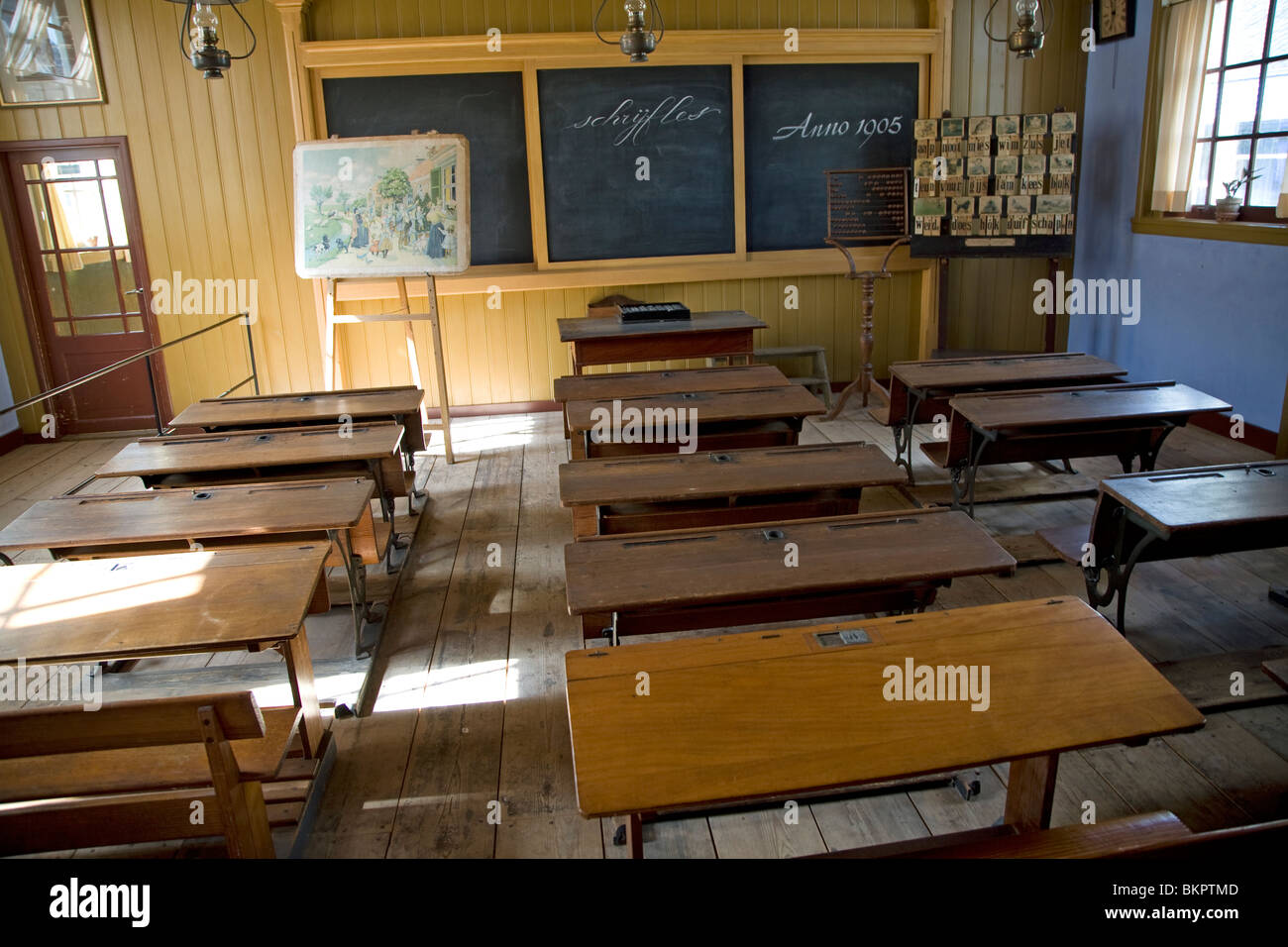 School classroom from 1905, Zuiderzee museum, Enkhuizen, Netherlands ...