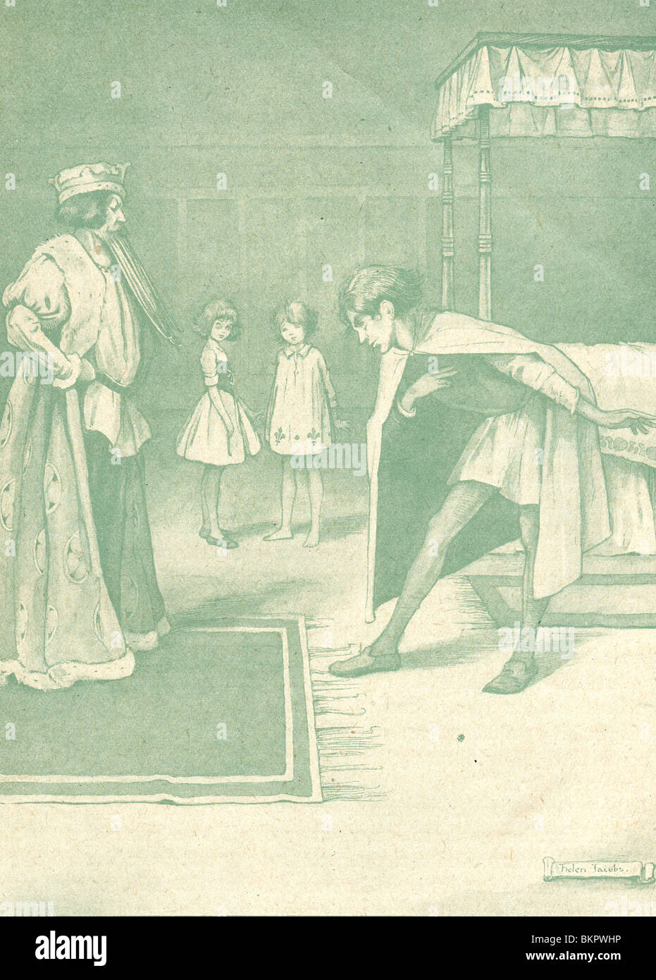 Cartoon People Bowing To King