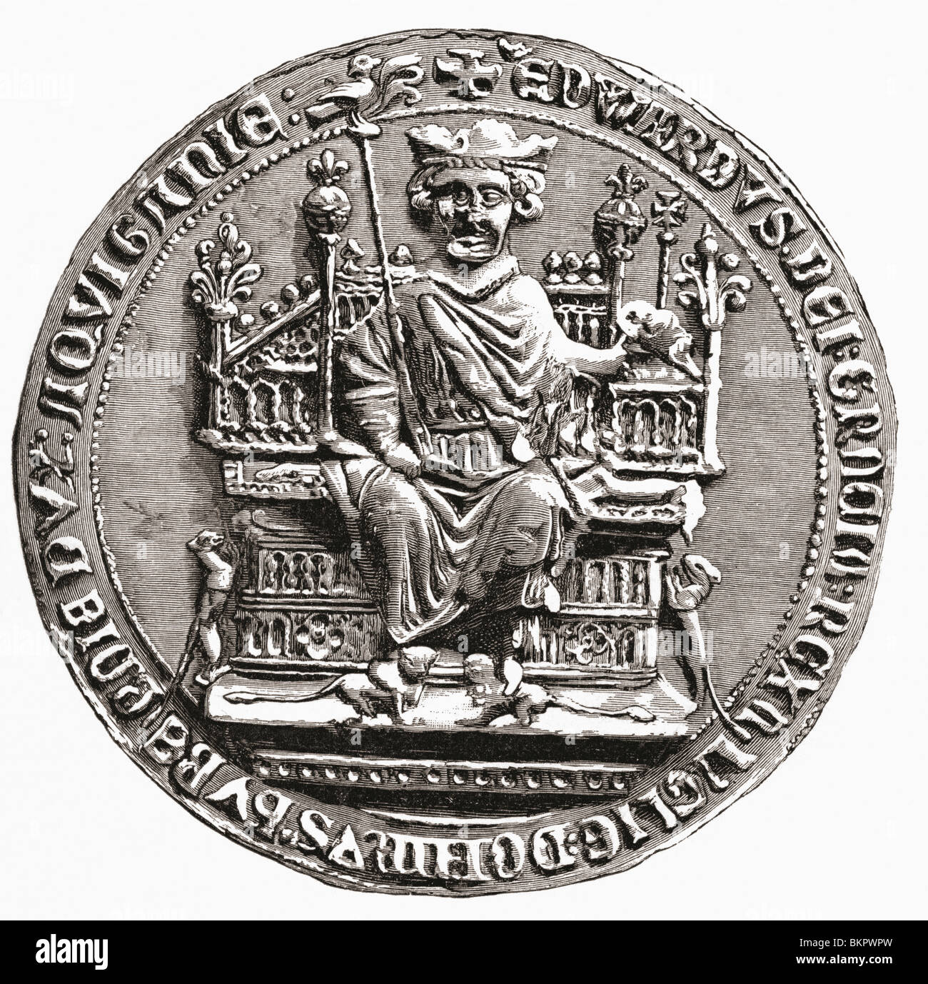 Great seal of Edward I, 1239 to 1307. Aka Edward Longshanks and the ...