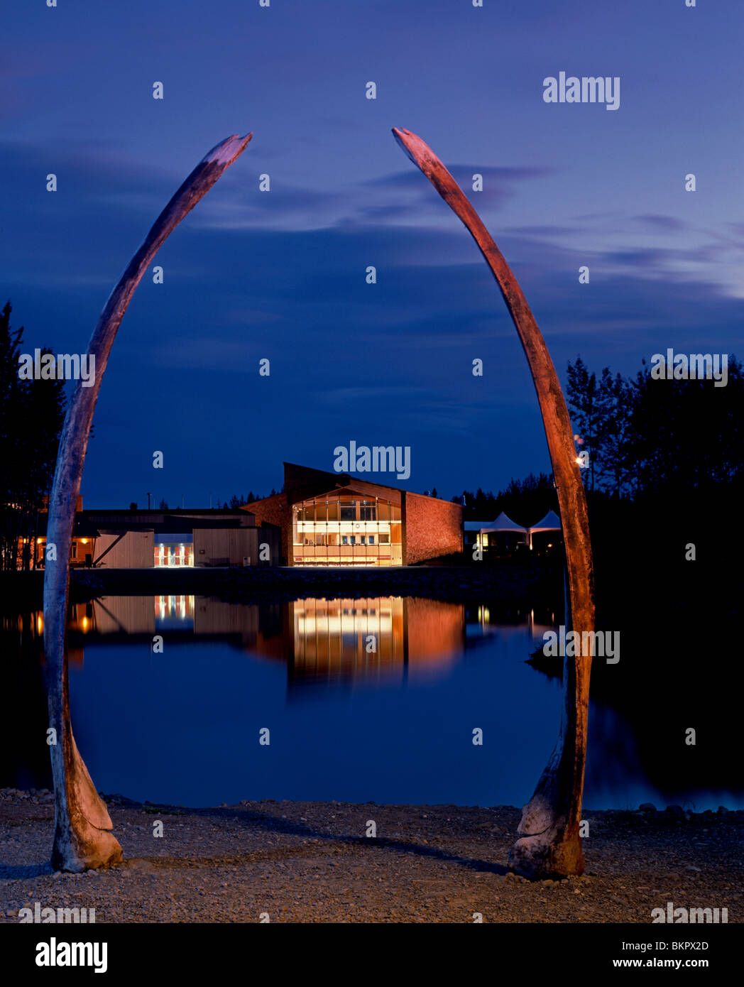 AK Native Heritage Center @ Night Thru Whale Bone Arch AK Anchorage SC ...