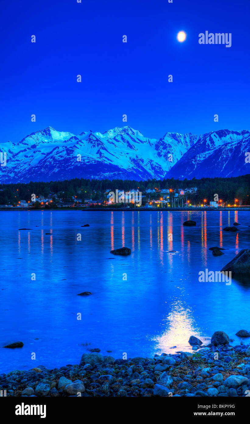 Moon over Haines, Alaska Stock Photo - Alamy