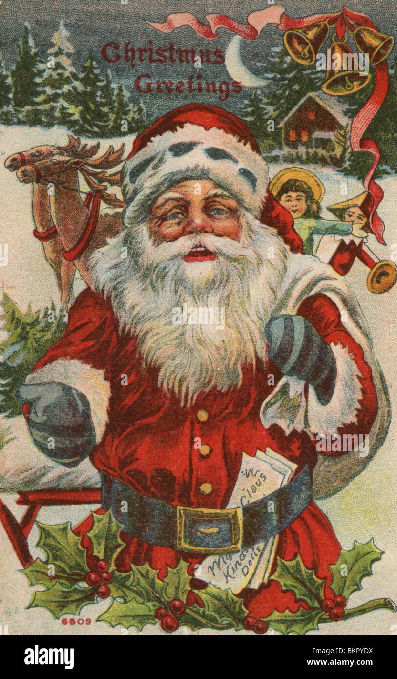 Father Christmas delivering the Christmas Presents Stock Photo - Alamy