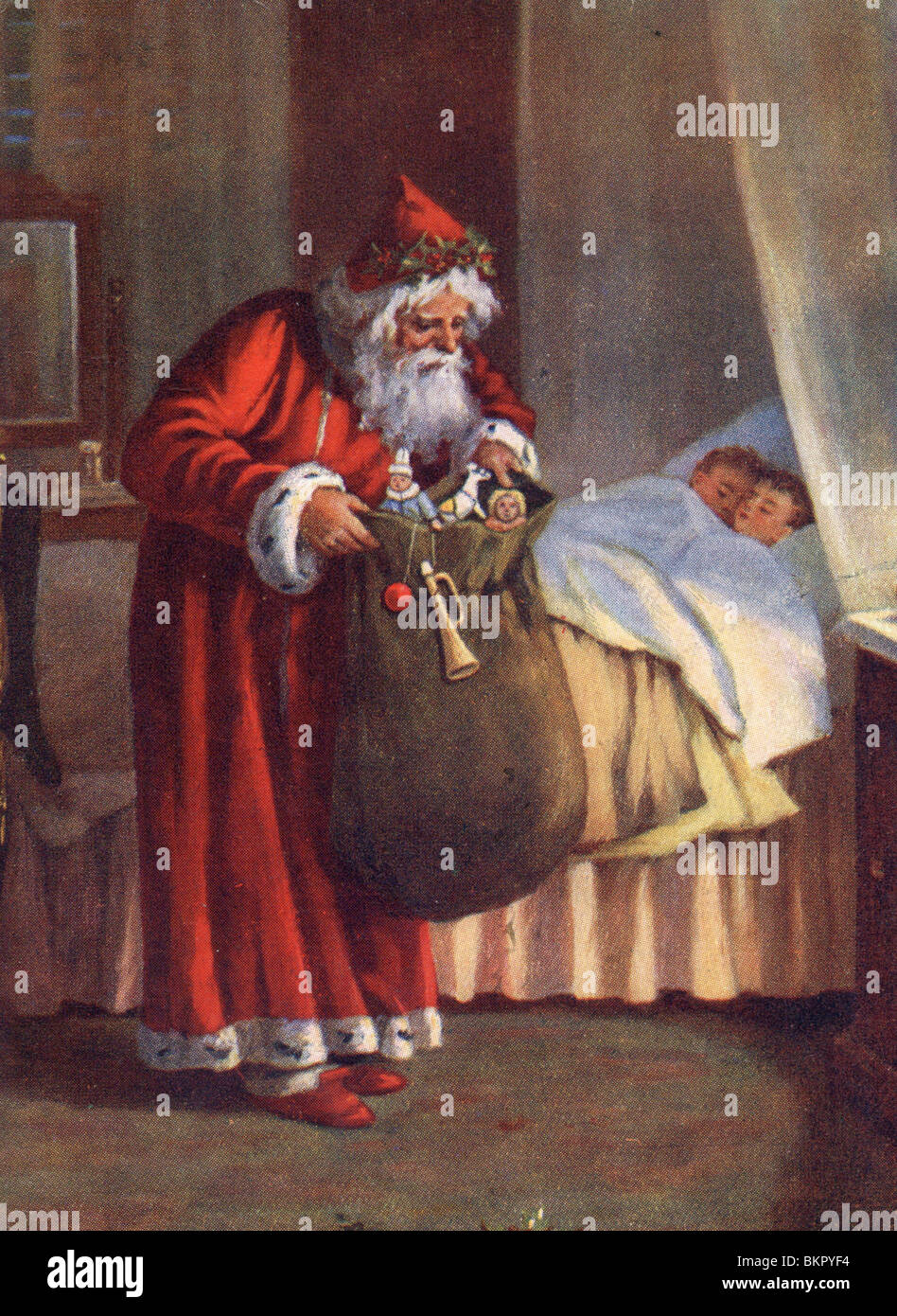 Father Christmas Delivering the Christmas Presents Stock Photo - Alamy