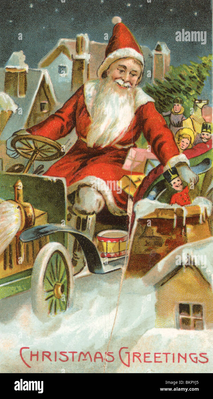 Father Christmas Delivering the Christmas Presents Stock Photo - Alamy