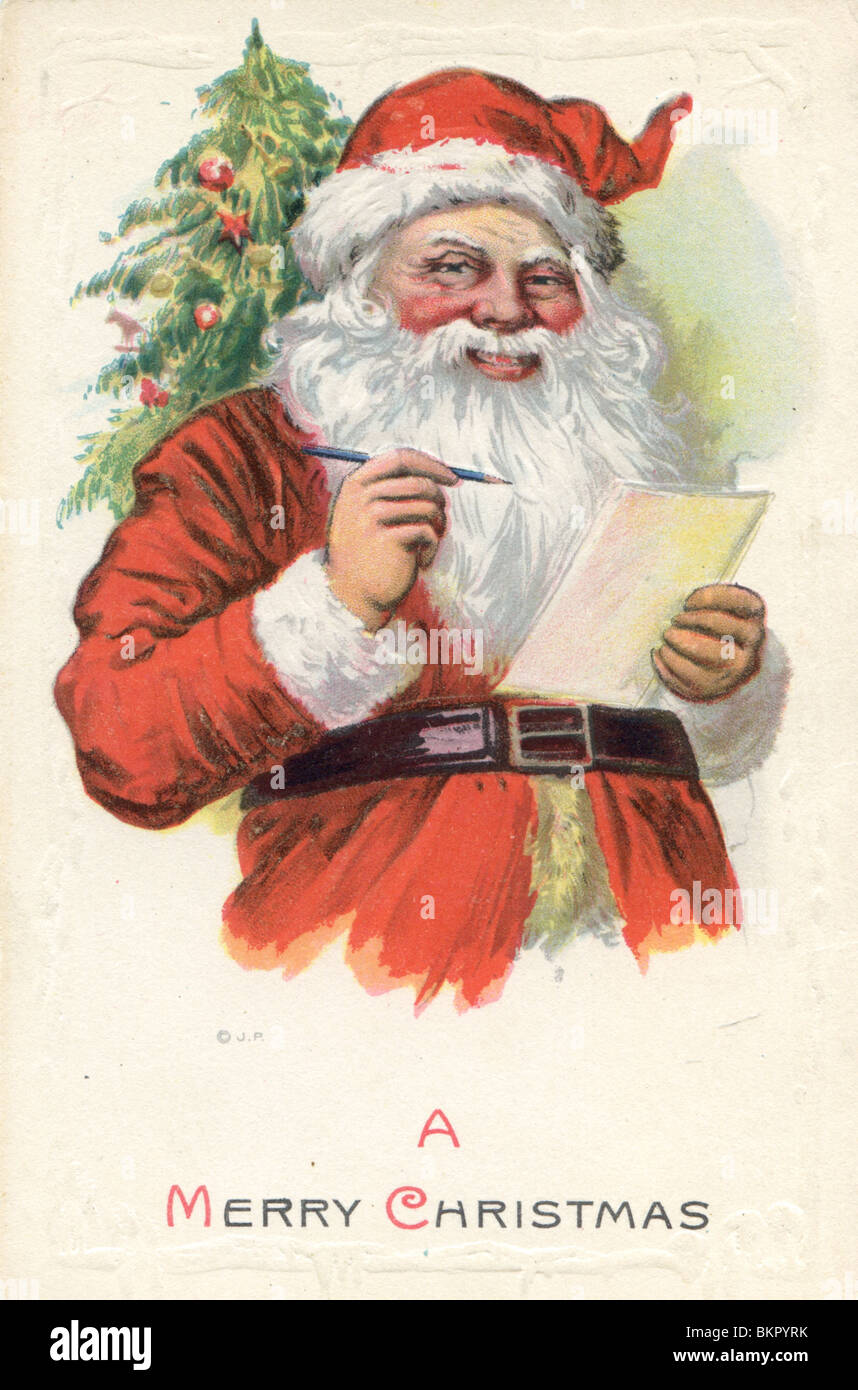 Father Christmas Writing his Christmas List Stock Photo - Alamy