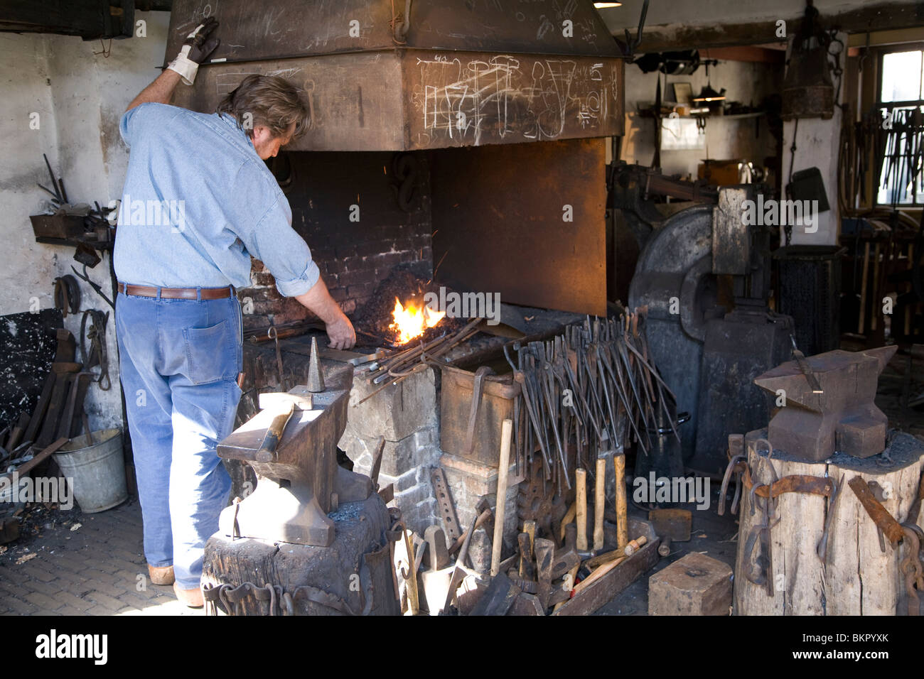 Blacksmith smithy, Zuiderzee museum, Enkhuizen, Netherlands Stock Photo ...