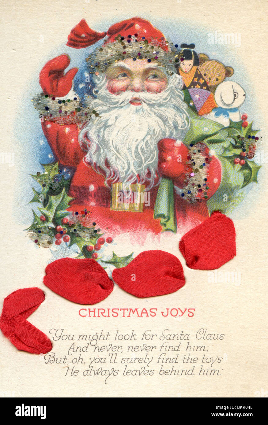 Father Christmas with a Sack full of Toys Stock Photo - Alamy