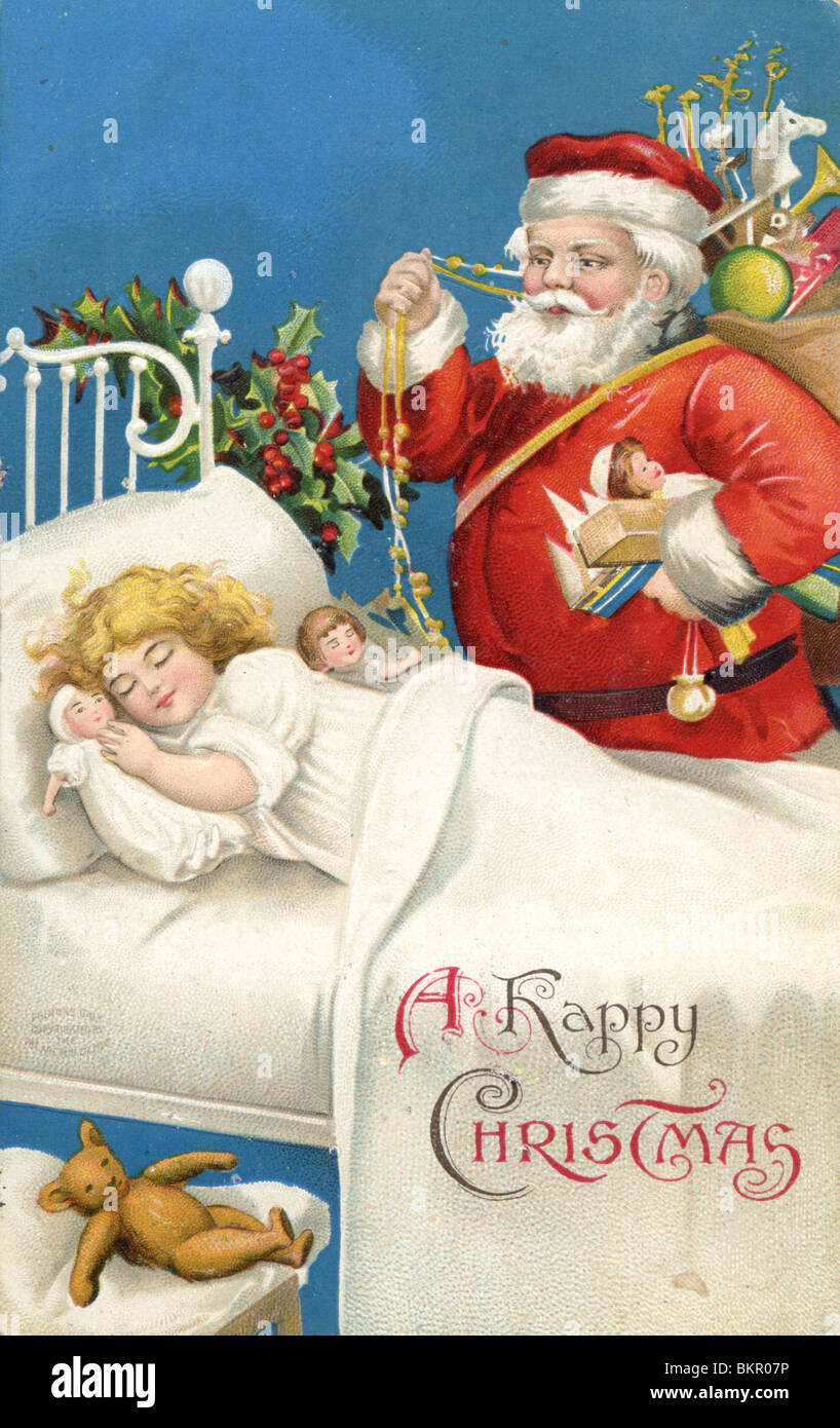 Father Christmas Delivering the Christmas Presents Stock Photo - Alamy