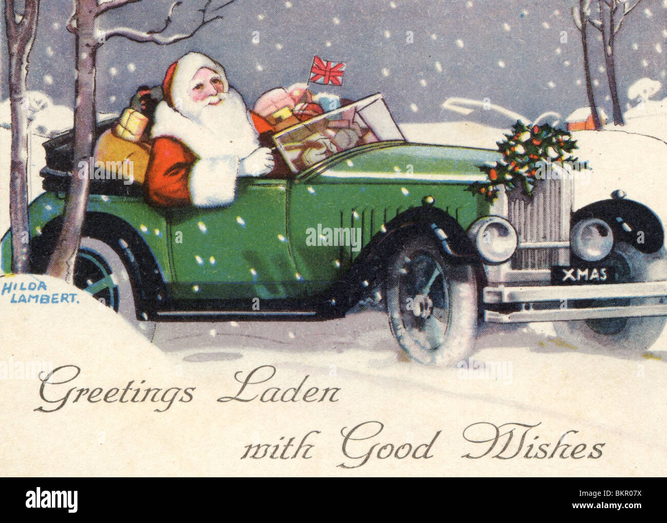 Father Christmas Delivering Presents in his Car Stock Photo - Alamy