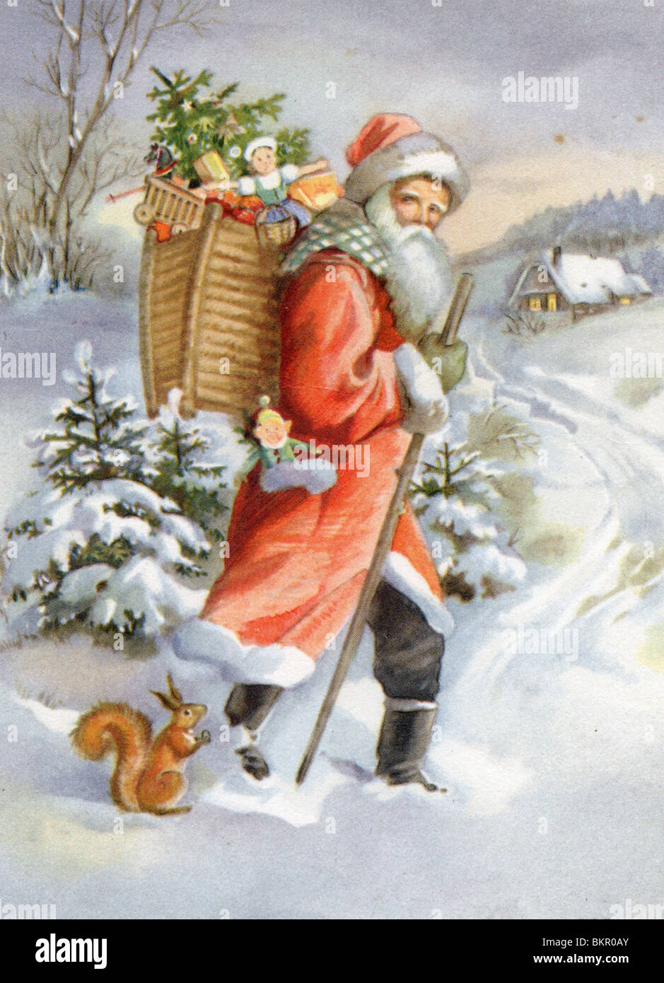 Father Christmas with a Sack of Toys Stock Photo - Alamy