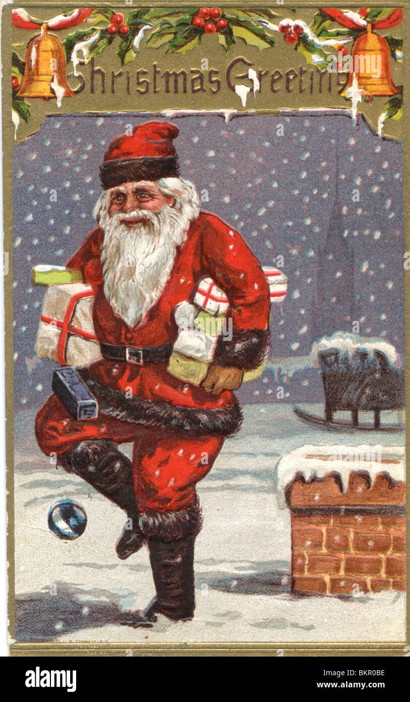 Father Christmas Delivering the Christmas Presents Stock Photo - Alamy