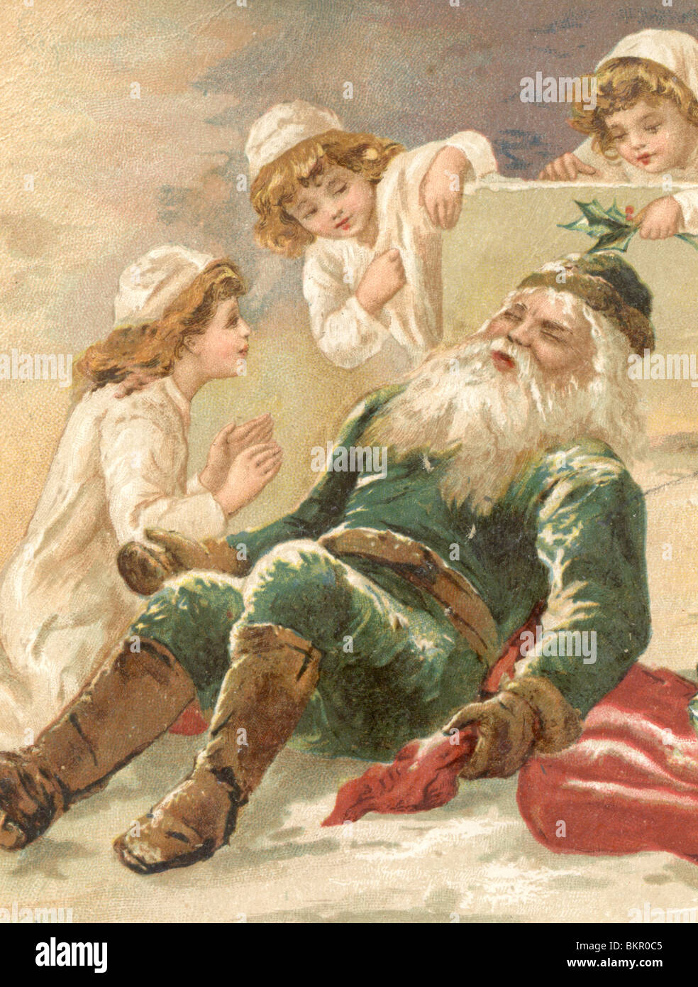 Father Christmas Having a Nap Stock Photo - Alamy