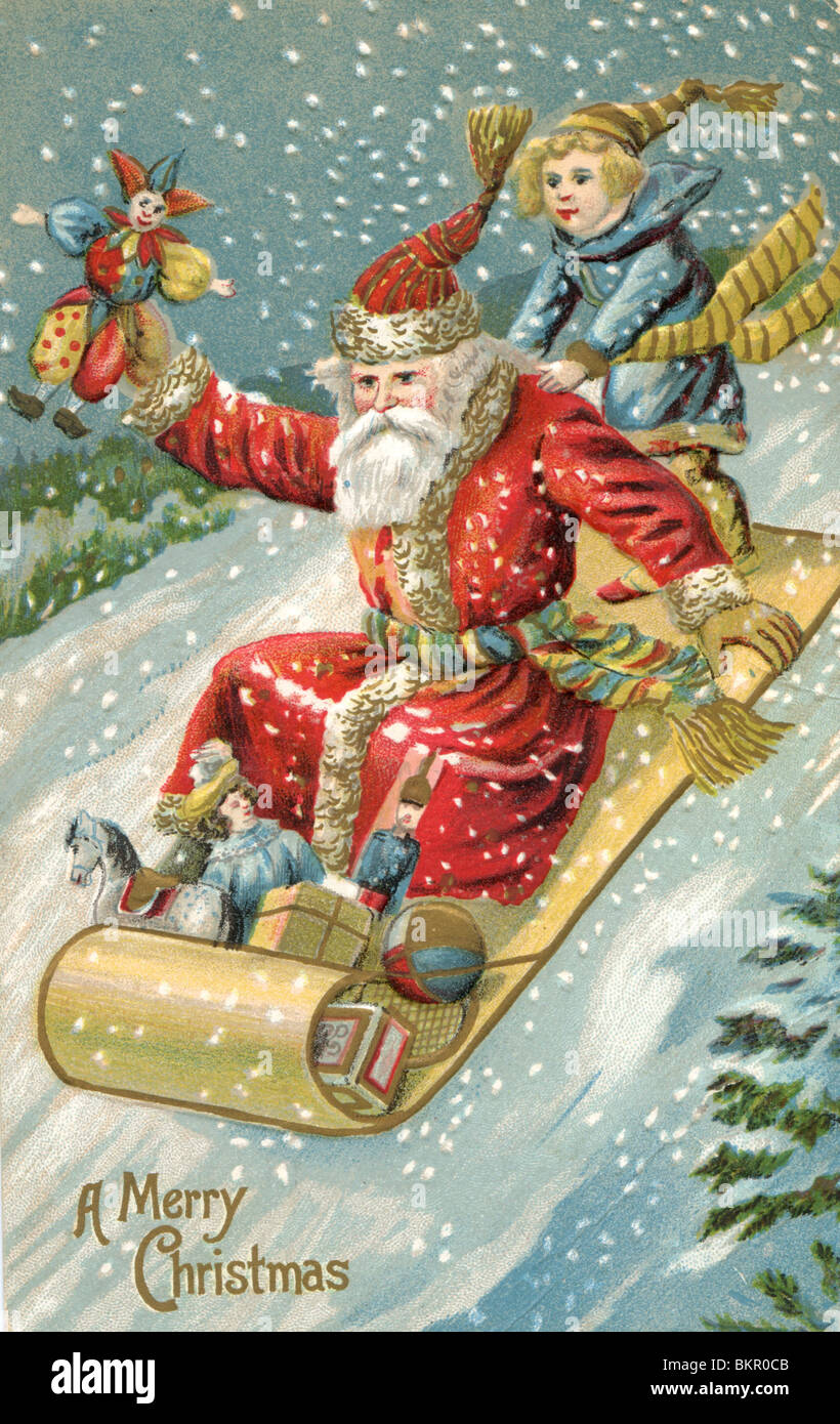 Father Christmas Sledding Stock Photo - Alamy