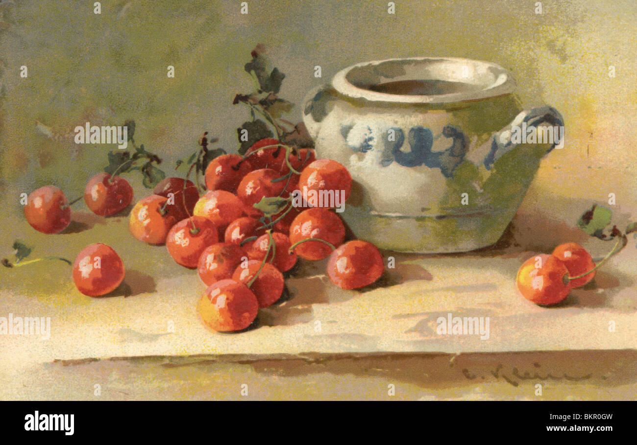 Cherries and Ceramic Pot Stock Photo - Alamy