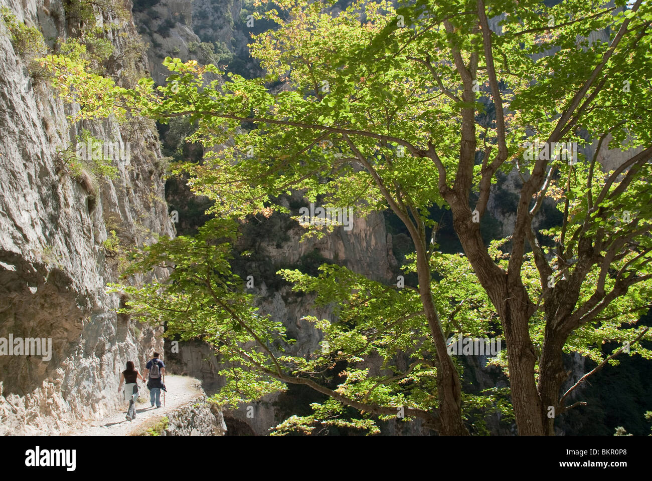 The Cares Gorge separates the central and western massifs of the Picos ...