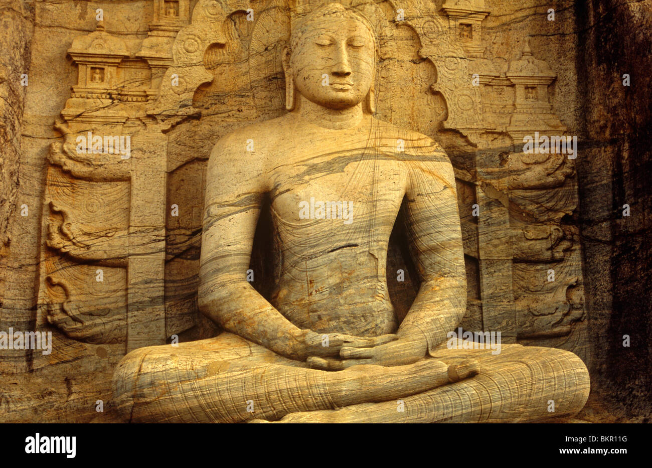 Sri Lanka, Polonnaruwa, Gal Vihara. Several celebrated Buddha statues ...