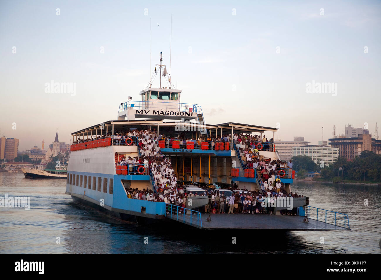 Tanzania, Dar es Salaam. The passenger ferry MV Magogoni crosses the ...
