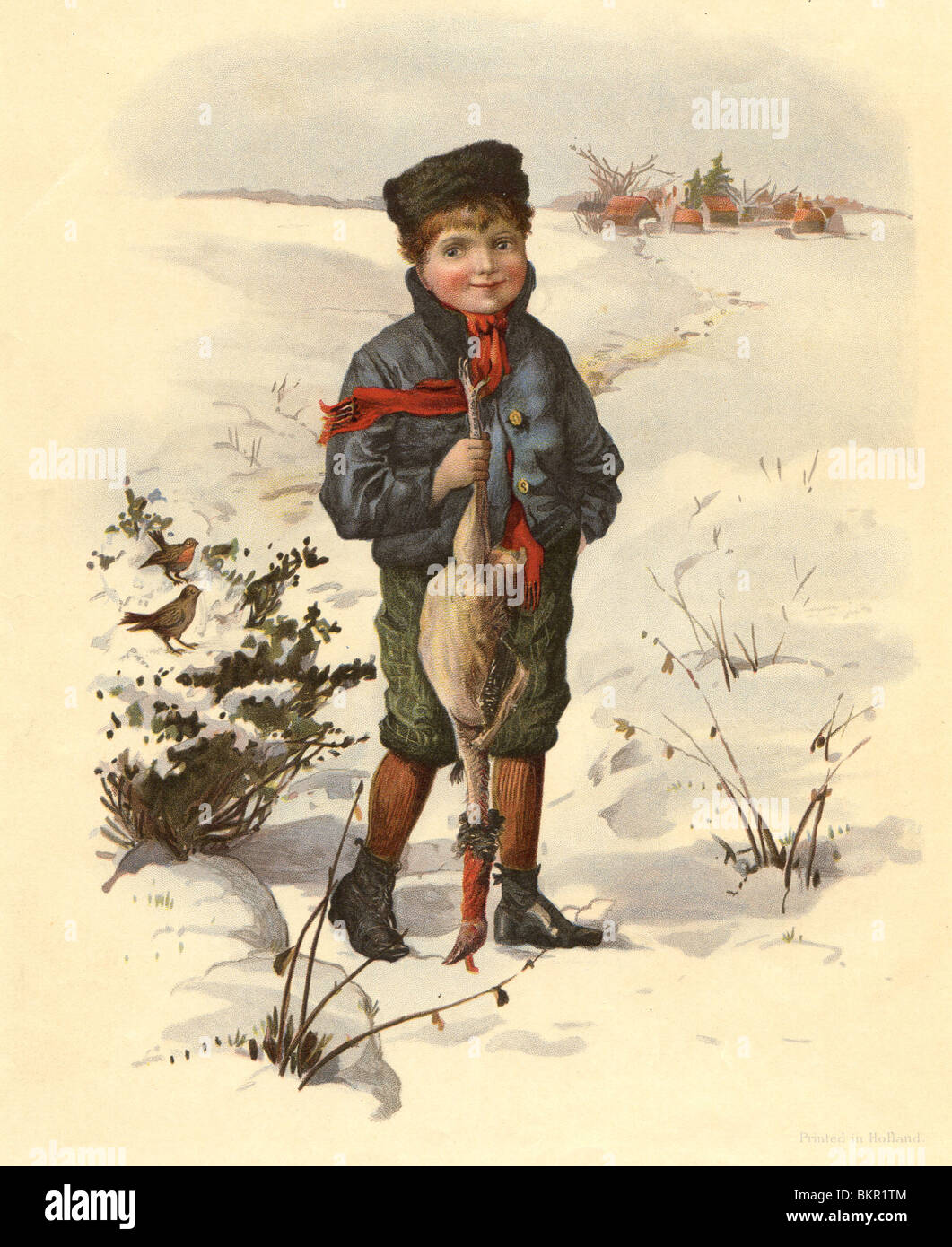 Young Boy Hunting in the Snow Stock Photo - Alamy