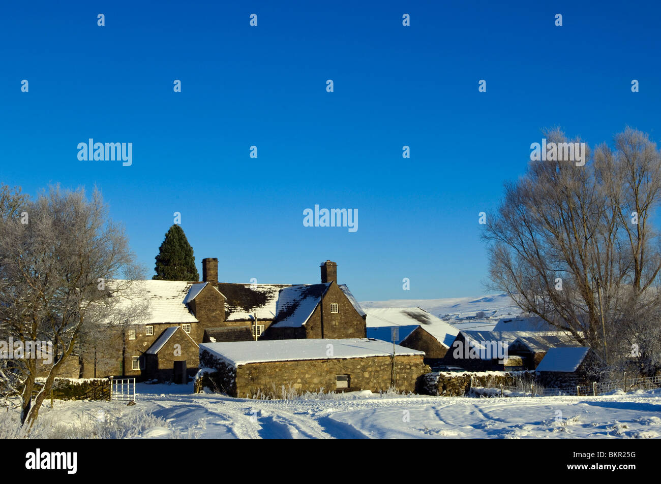 Wales, Snowdonia. A north wales farm house on bright cold winters day ...