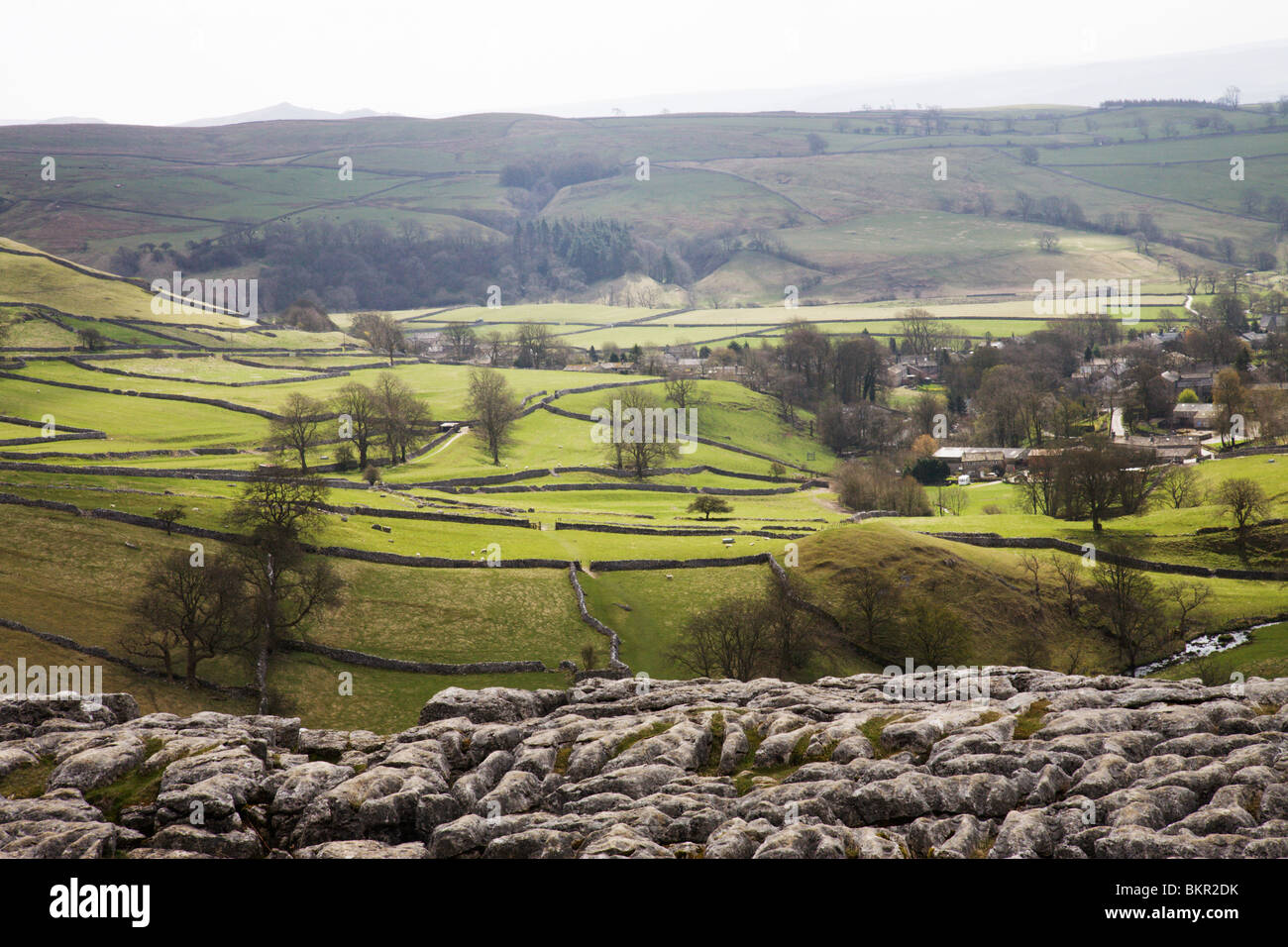 The view from "Malham Cove" "Limestone Pavement", Yorkshire Dales Stock ...