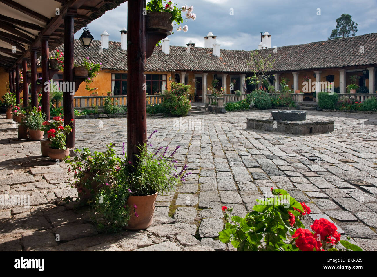 Ecuador, The beautiful Hacienda San Augustin de Callo is built on the ...