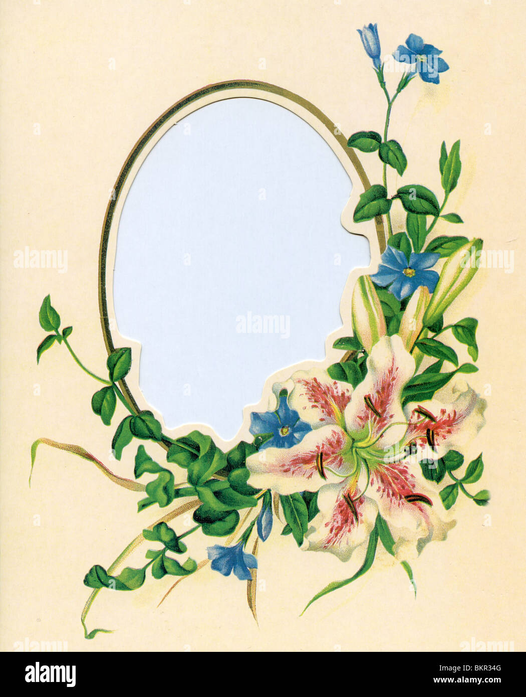 A Victorian decorative floral Photo Frame with Calla Lilly and foliage ...