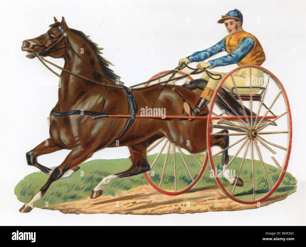 Jockey racing a horse drawn carriage. Victorian Era Stock Photo - Alamy