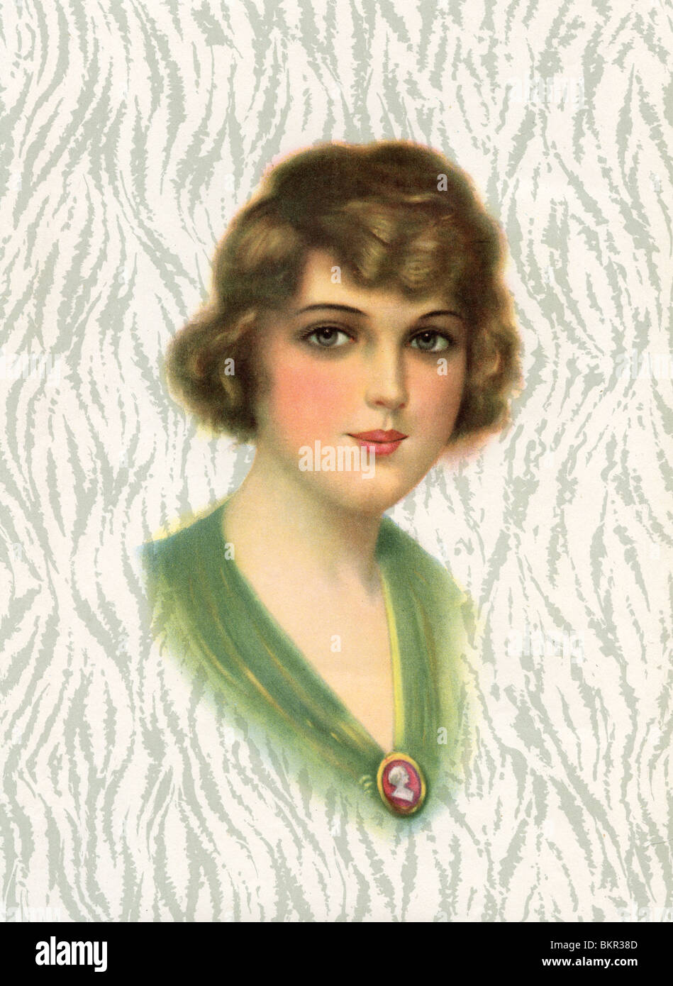 Elegant Lady on a Green background Stock Photo - Alamy