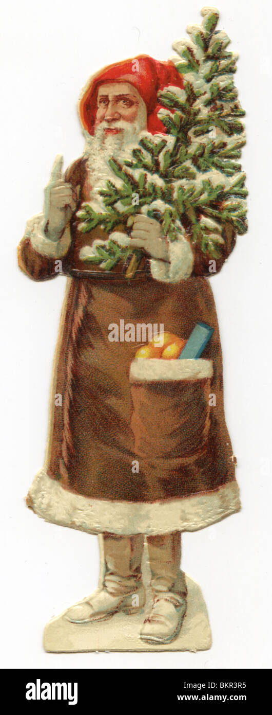 Father Christmas Holding a Christmas Tree Stock Photo - Alamy