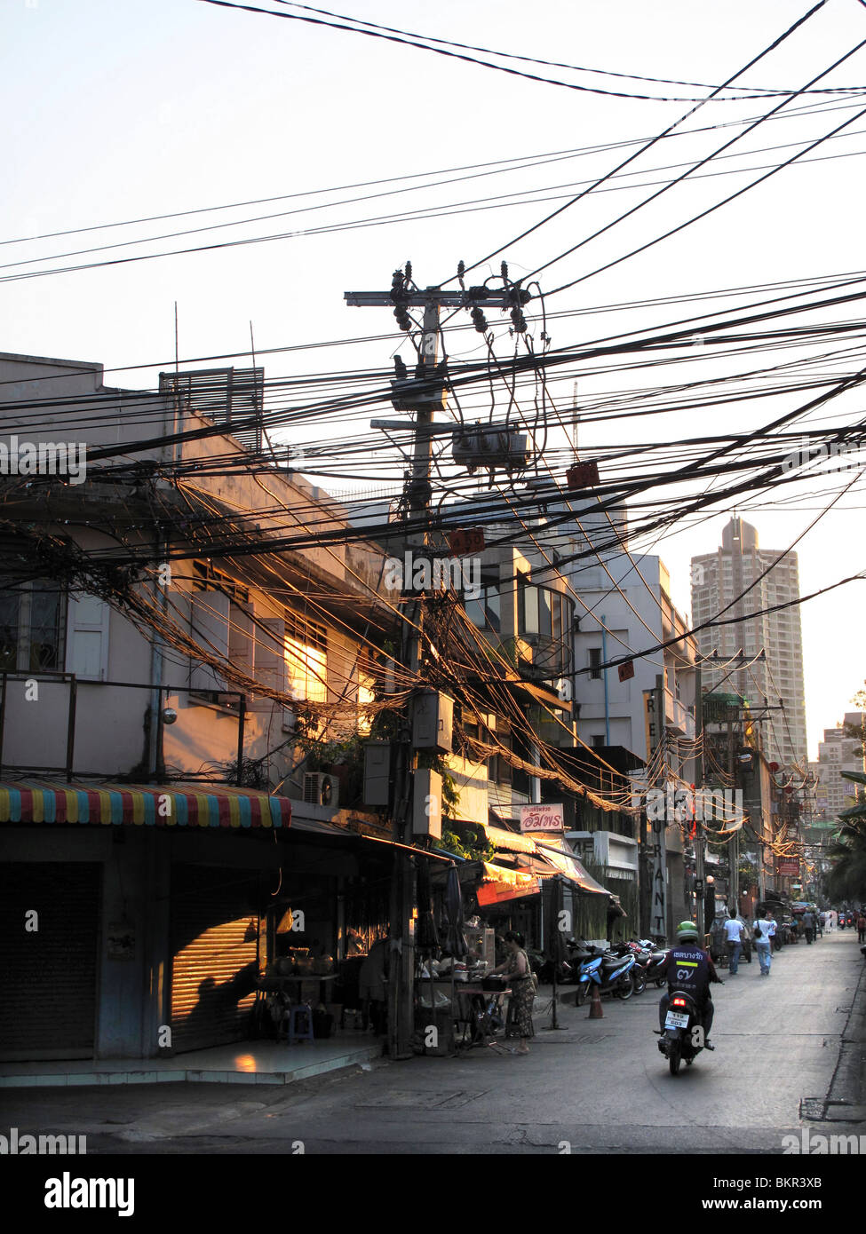 Street with electricity wires hi-res stock photography and images - Alamy