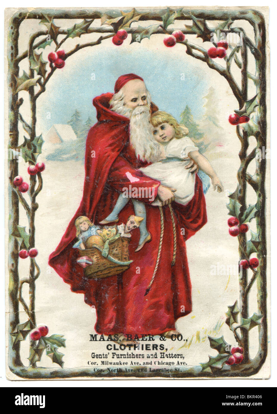 Father Christmas Carrying Young Girl in the Snow Stock Photo - Alamy