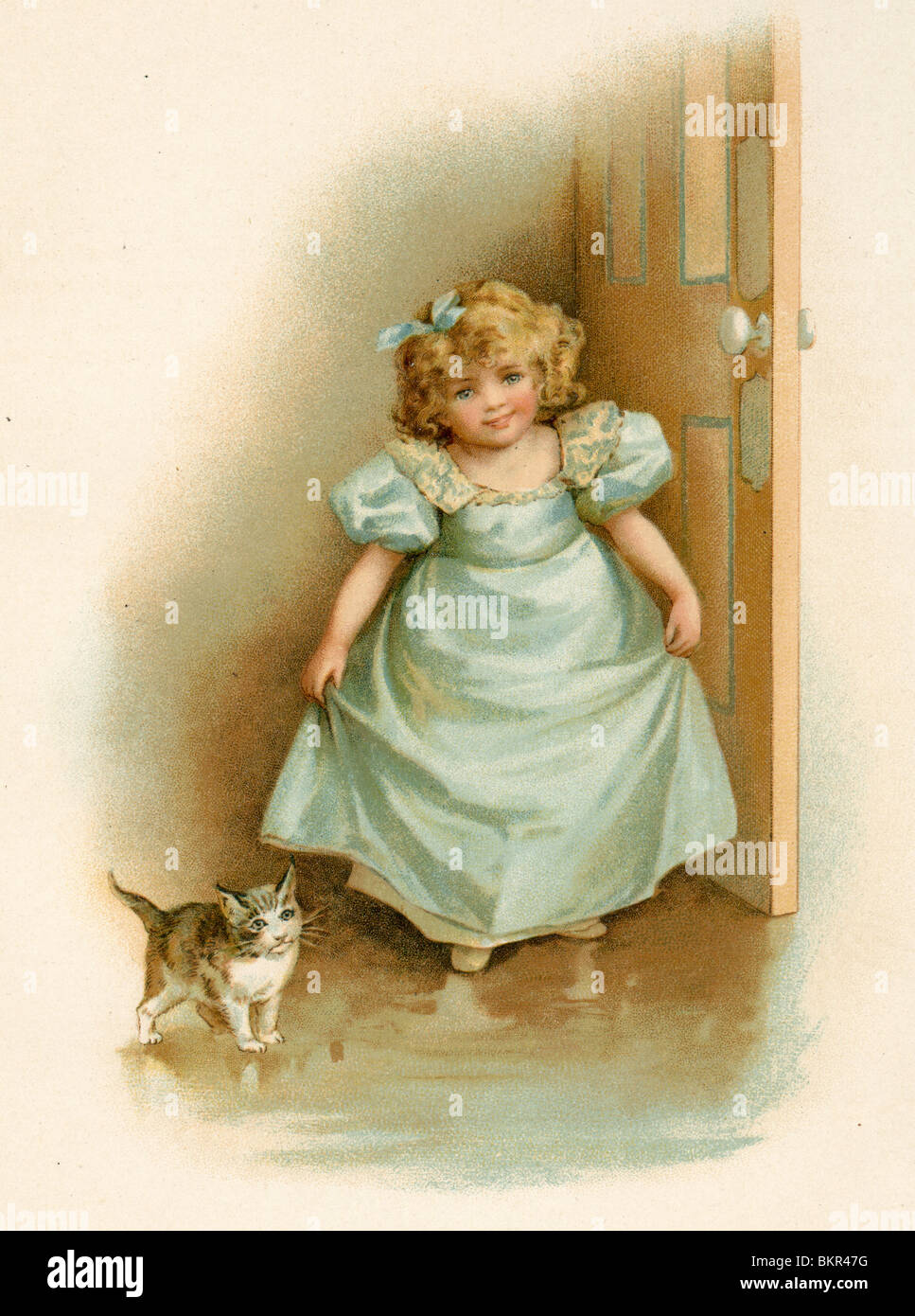 Young Girl performing a Courtsey with her little cat Stock Photo - Alamy