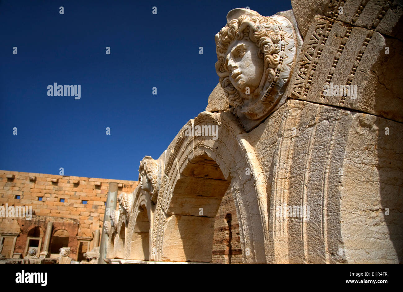 Libya; Tripolitania; Khums; The Head of the Medusa on arches in the ...