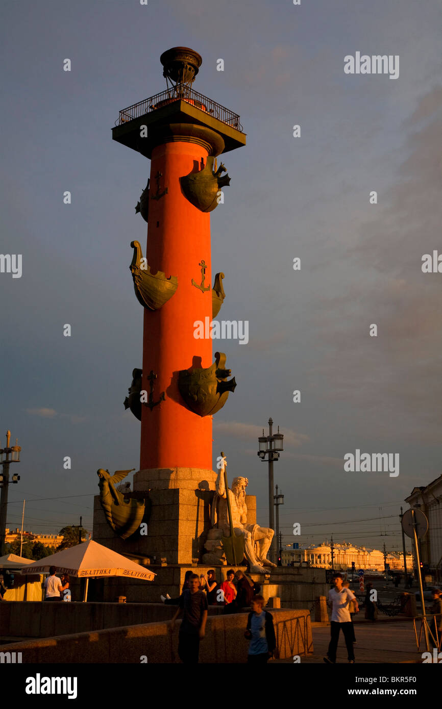 Russia, St.Petersburg; One of the Rostral columns on Vassilevski Island ...