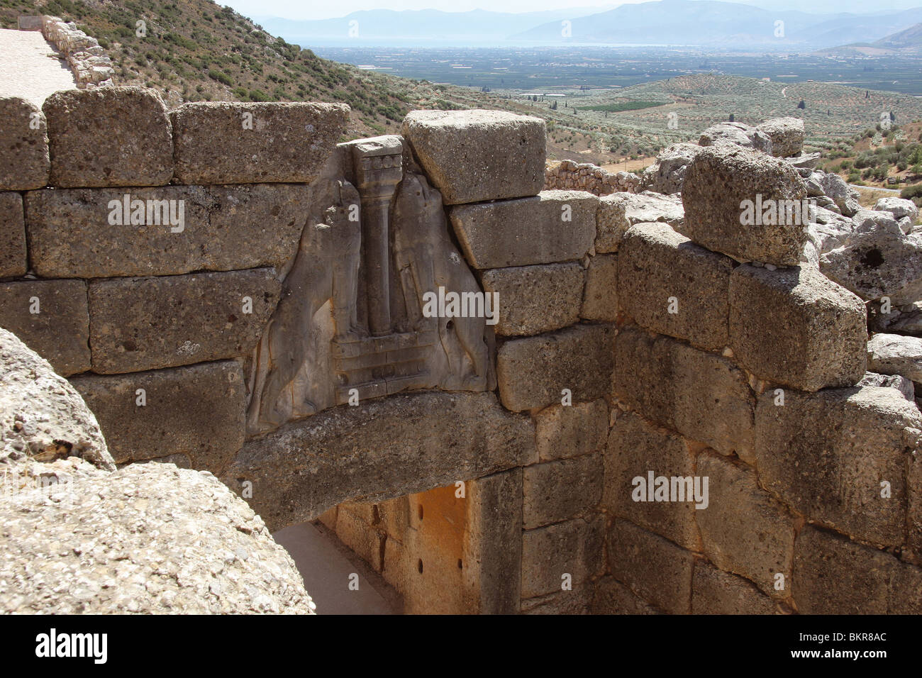 Mycenaean Art. The Lion Gate of Mycenes fortress. Argos. Peloponnese ...