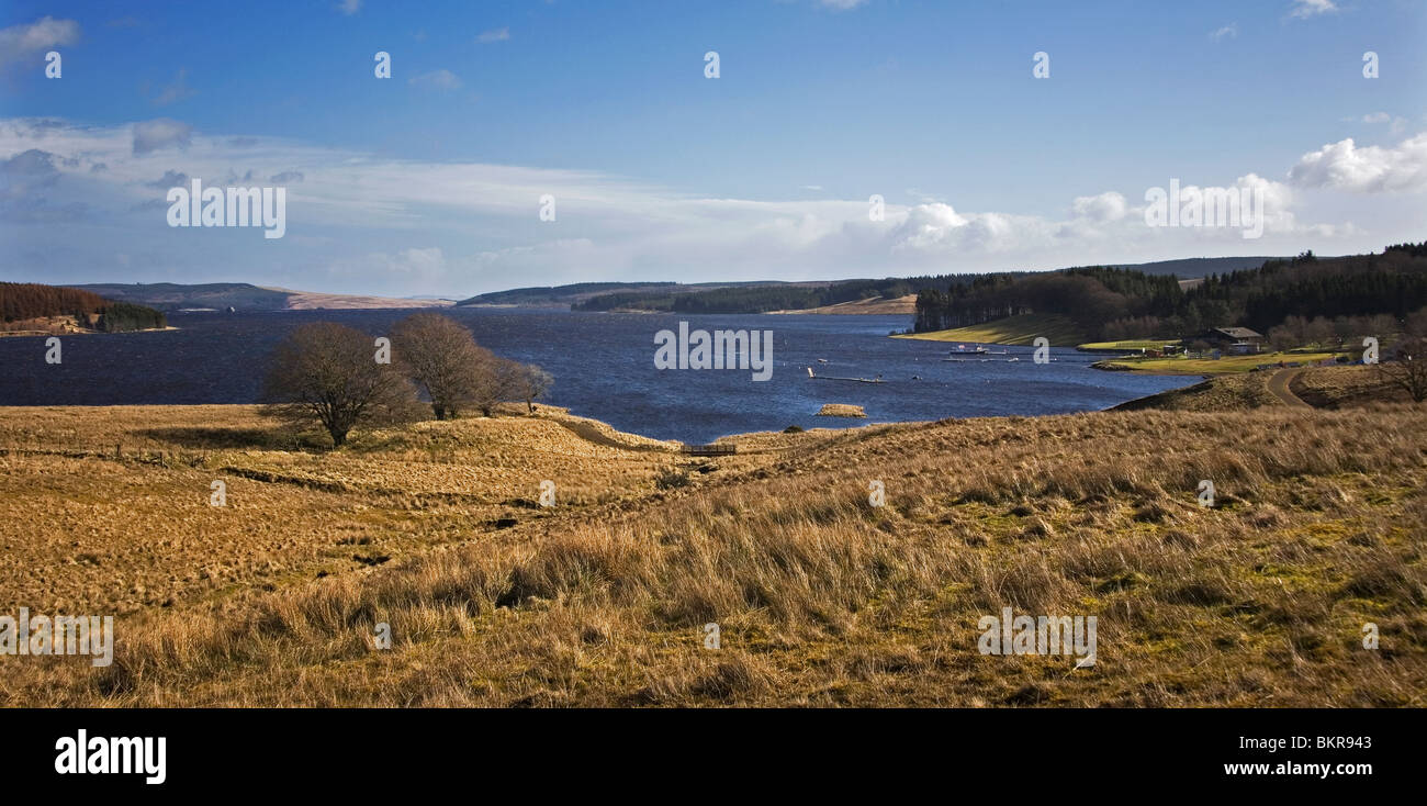Kielder Water reservoir to Dam from road with Leaplish Waterside Park ...