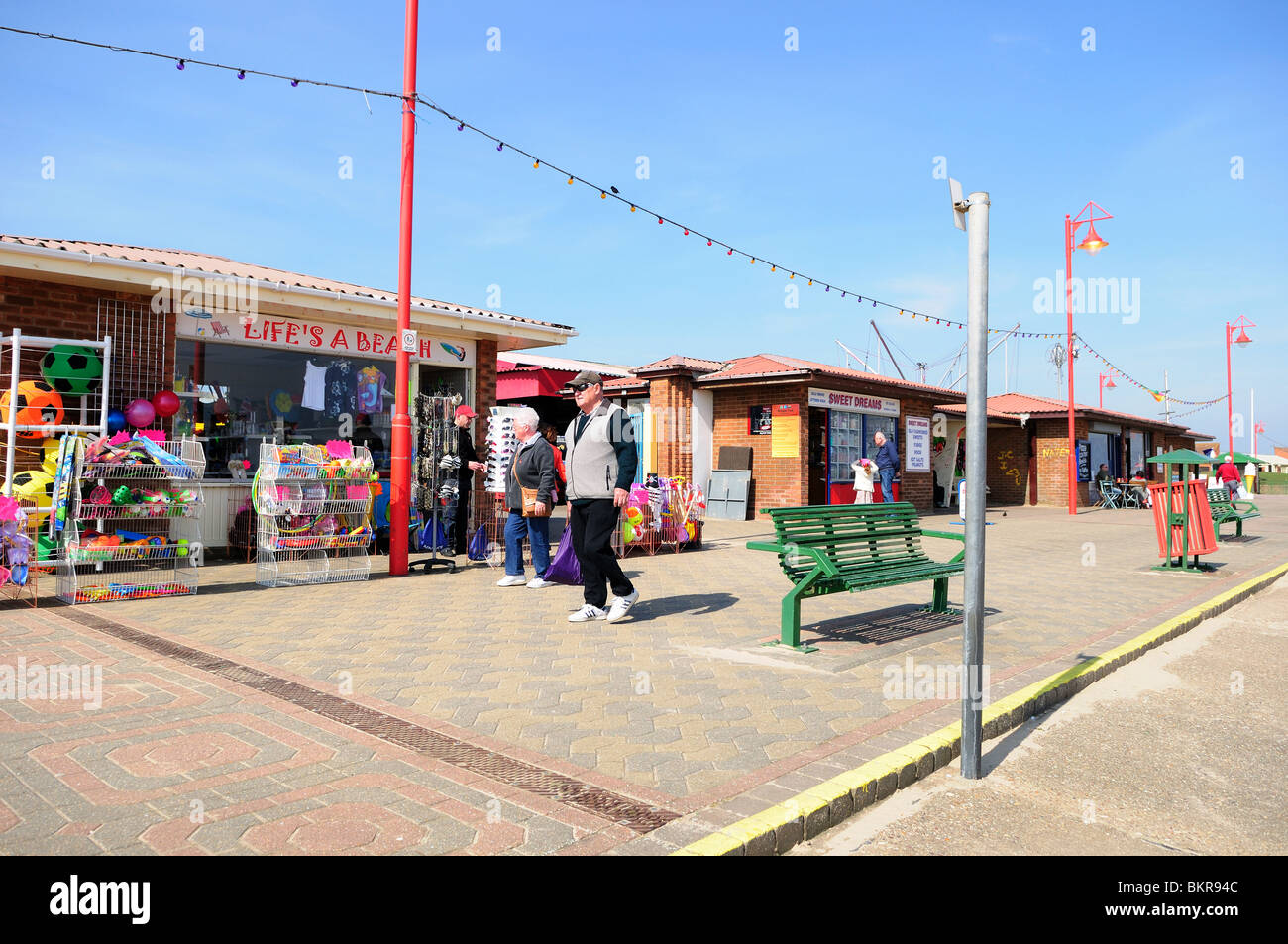 Mablethorpe Seaside Town Beach Huts and Shops Stock Photo - Alamy