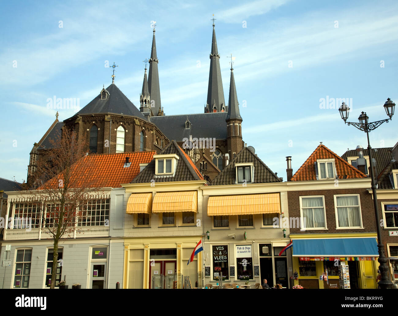 Historic buildings from the market square, Delft, Netherlands Stock ...